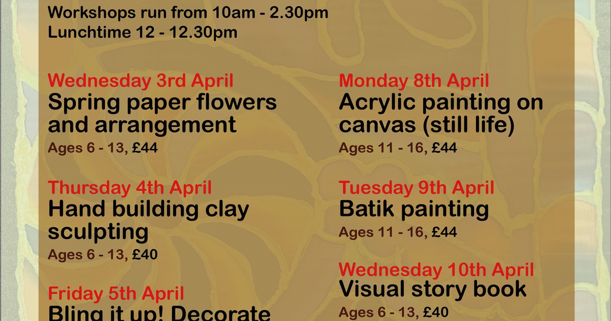Easter Holiday Workshops | Gerald Moore Gallery