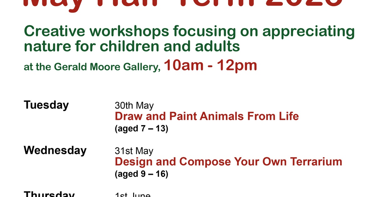 May Half Term 2023 Creative Workshops | Gerald Moore Gallery